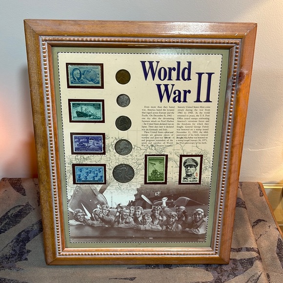 Other | World War Ii Military Coins And Stamp Collectors Plaque | Poshmark
